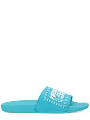 Versace Slides With Logo - Azure
