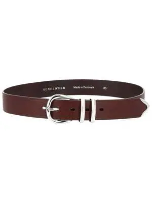 SUNFLOWER Tip End Leather Belt - Brown