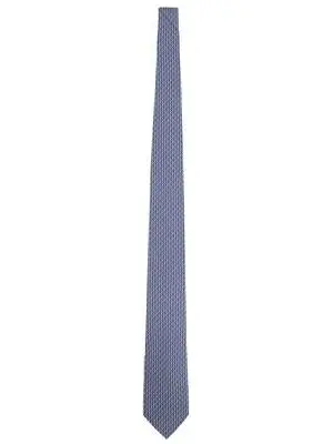 FERRAGAMO Printed Silk Neck Tie - Blue