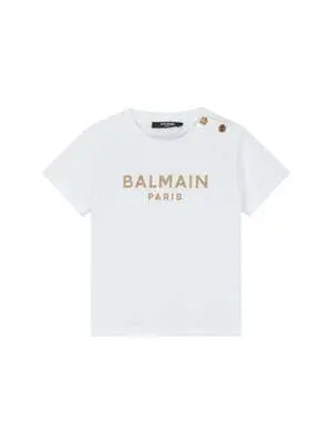 Balmain T-shirt With Logo And Buttons - White