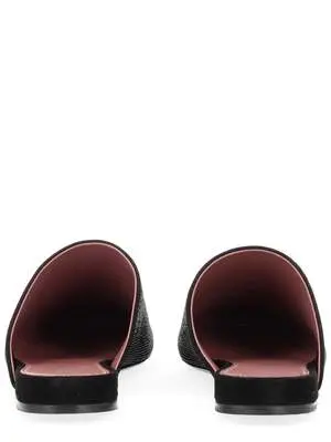 Premiata Leather Slipper With Rhinestones - Black