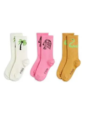 MINI RODINI Set Of 3 Patterned Crew Socks - Multicolour