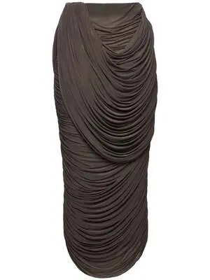 Magda Butrym Cupro Midi Skirt - Brown