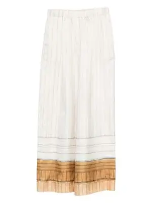 ALYSI Striped Silk Pants - White