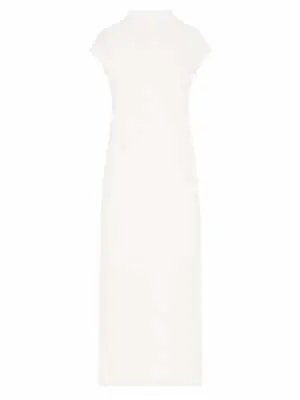 COURREGES Long Sports Polo Shirt Dress - White