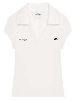 COURREGES Cropped Sports Polo - White