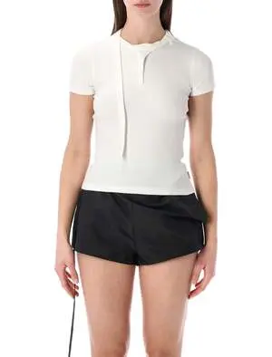 DIESEL® Short-sleeve Top With Deconstructed Biker Detail