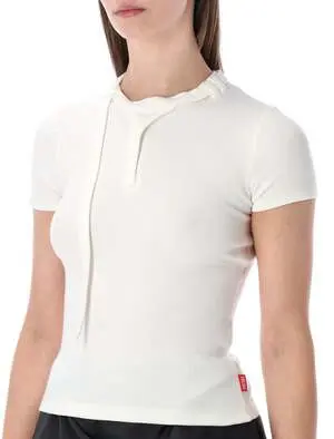 DIESEL® Short-sleeve Top With Deconstructed Biker Detail