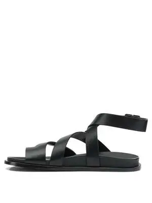 ALOHAS Leather Low Sandals - Black
