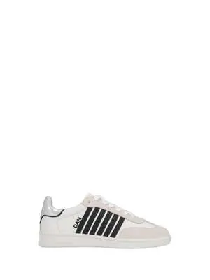 Dsquared2 Lace Up Low Top Sneakers - Bianco+nero+argento