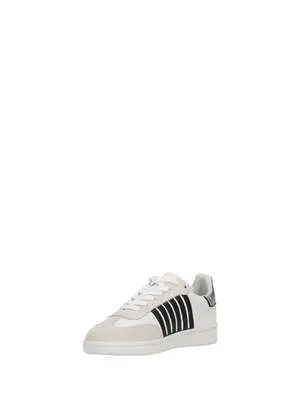 Dsquared2 Lace Up Low Top Sneakers - Bianco+nero+argento