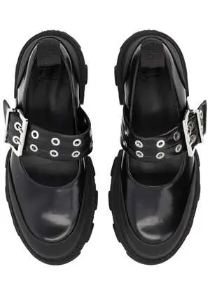 GANNI Ballerina With Logo Buckle - Black