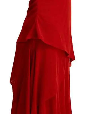 GANNI Draped Maxi Dress - Red