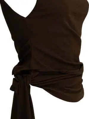 GANNI Draped Tank Top - Brown