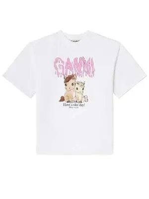 GANNI Cotton Graphic T-shirt - White
