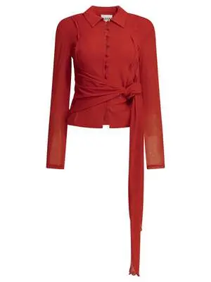 GANNI Button-down Polo Shirt - Red