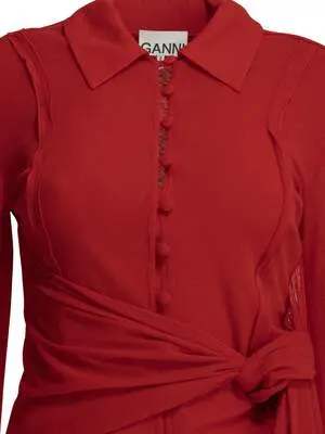GANNI Button-down Polo Shirt - Red
