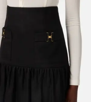 Elisabetta Franchi Linen Blend Skirt - Black