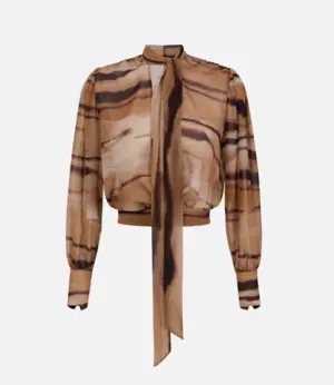 Elisabetta Franchi Printed Chiffon Blouse - Camel