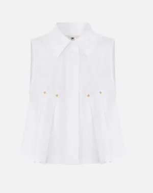 Elisabetta Franchi Poplin Sleeveless Shirt - White