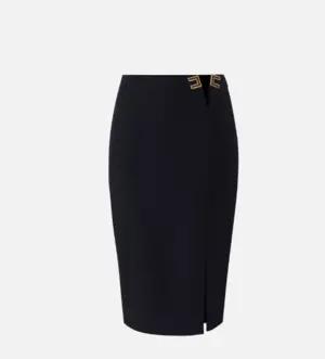 Elisabetta Franchi Logo Detail Midi Skirt - Black