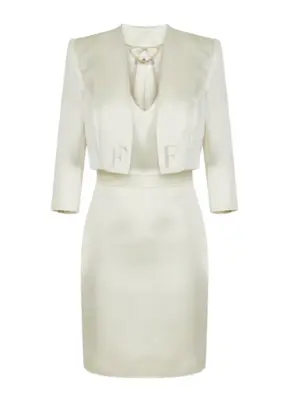 Elisabetta Franchi Dress With Jacket - Burro