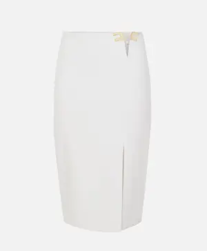 Elisabetta Franchi Logo Detail Midi Skirt - Ivory