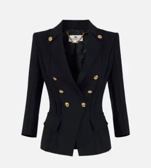 Elisabetta Franchi Double-stretch Crepe Jacket With Gold-tone Buttons