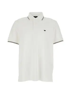 Emporio Armani Logo Cotton Polo Shirt - White