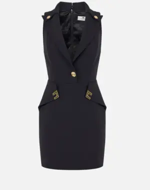 Elisabetta Franchi Double Layer Stretch Crepe Mini Dress