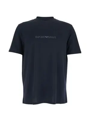 Emporio Armani Logo Cotton T Shirt - Blue