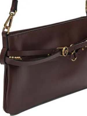 Pinko Leather Shoulder Bag - Bordeaux