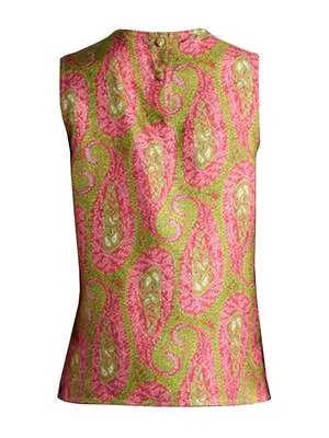 Etro Paisley Foliage Pattern Silk Top - Multicolour
