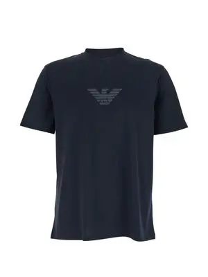 Emporio Armani Logo Cotton T Shirt - Blue