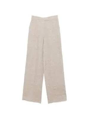 Emporio Armani Linen Straight Leg Trousers - Beige