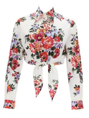 Dolce & Gabbana Floral Print Crop Shirt - White