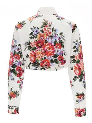 Dolce & Gabbana Floral Print Crop Shirt - White