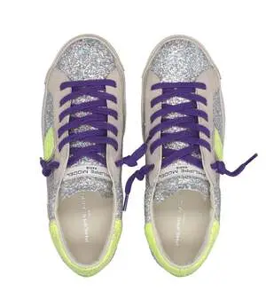 Philippe Model Glitter Sneakers - Silver