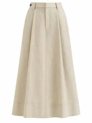 Brunello Cucinelli Cotton Poplin Tailored Skirt - Beige