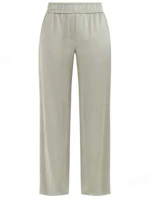 Brunello Cucinelli Silk Satin Wide Leg Track Pants - Green