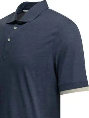 Brunello Cucinelli Faux Layering' Polo Shirt With Buttons - Blue