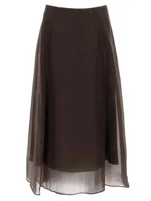 Brunello Cucinelli Circle Midi Skirt - Brown