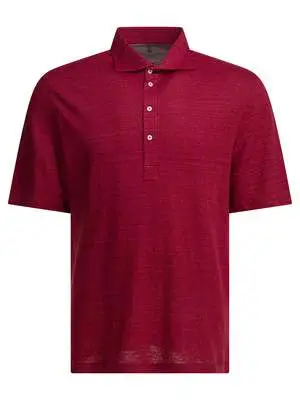 Brunello Cucinelli Linen And Cotton Mélange Jersey Polo Shirt - Red