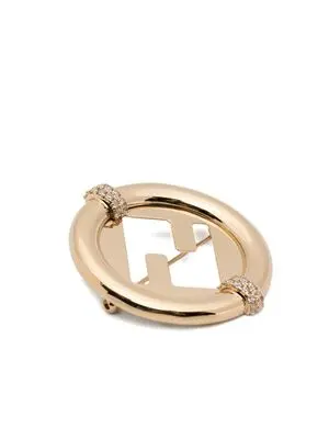 Fendi Ever Round Brooch - Golden