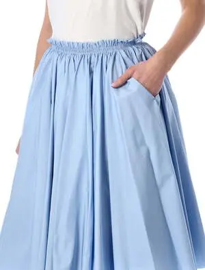 AMI Paris Cotton Midi Corolla Skirt - Blue