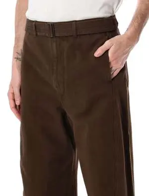 LEMAIRE Belted Twisted Trousers - Brown