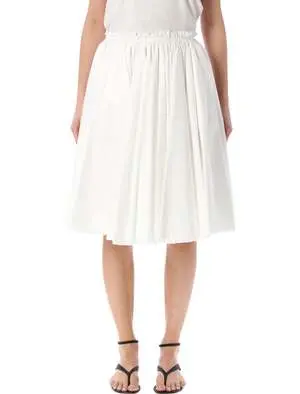 AMI Paris Cotton Midi Corolla Skirt - White