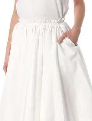 AMI Paris Cotton Midi Corolla Skirt - White