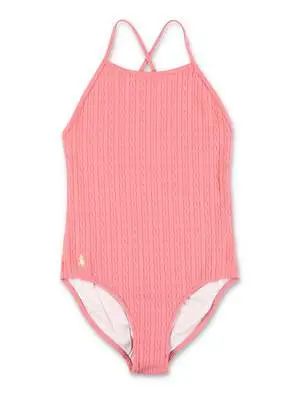 Polo Ralph Lauren Mini-cable Jacquard One-piece Swimsuit - Rosso