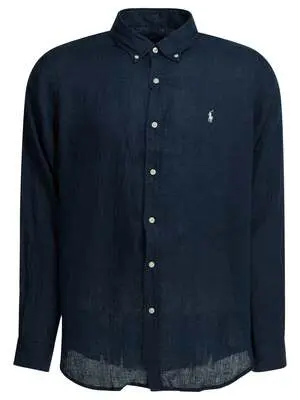 Polo Ralph Lauren Linen Shirt With Logo - Blue